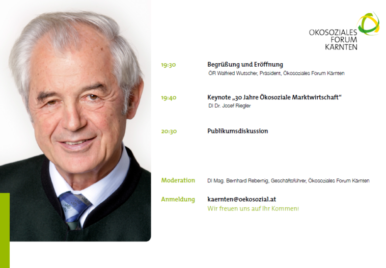 Podiumsdiskussion „30 Jahre Ökosoziale Marktwirtschaft“ mit DI Dr. h. c ...